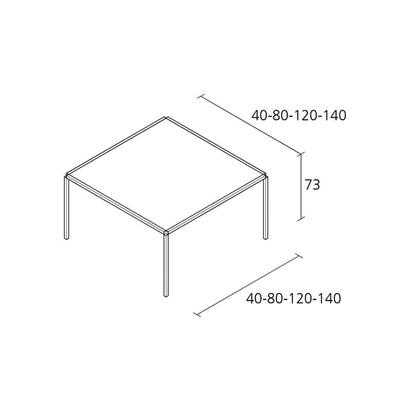 TAVOLO ZERO SQUARE - Z03 | Square table Tavolo Zero Collection By Alias ...