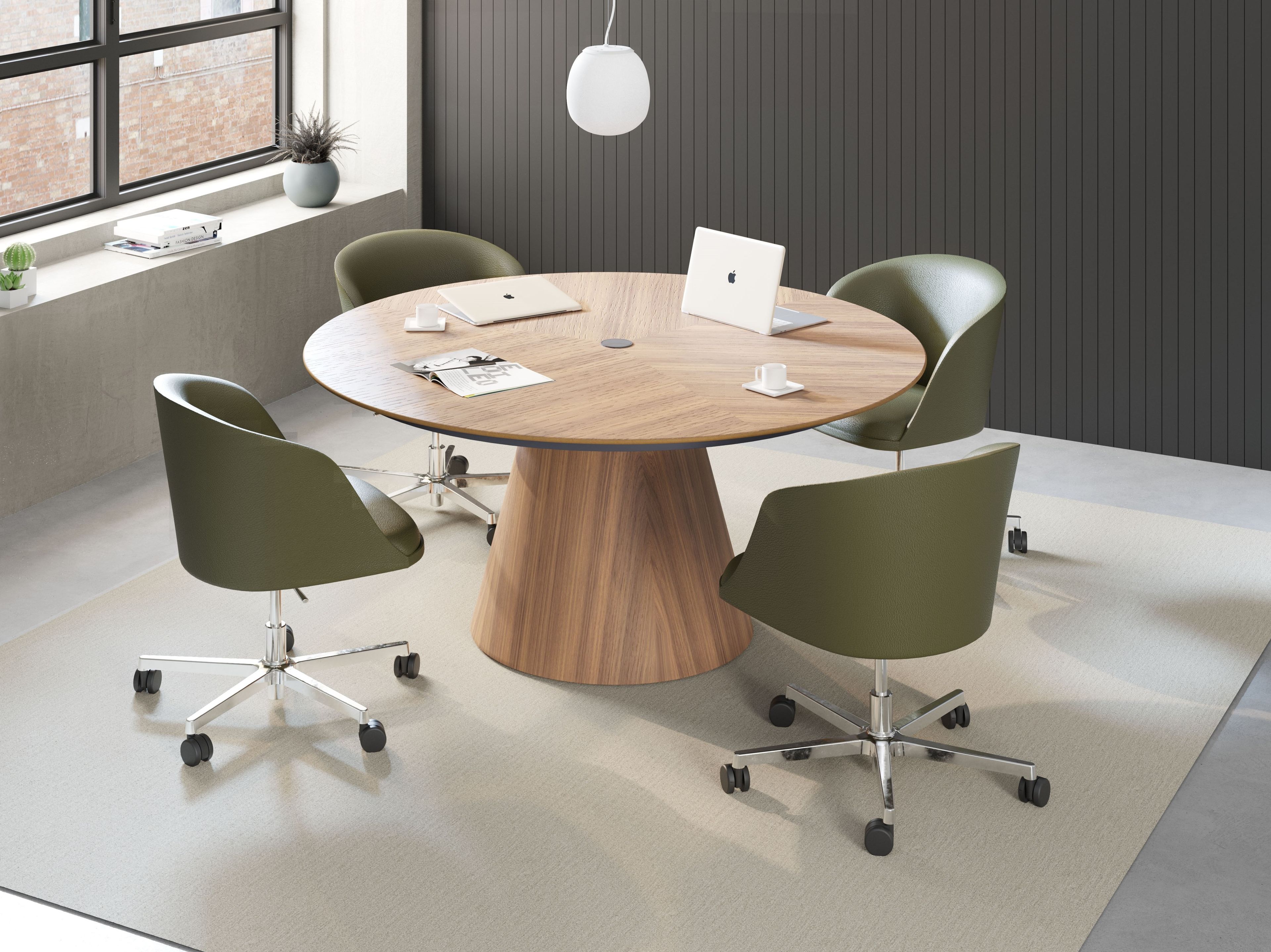 TEAR Tavolo da riunione rotondo in legno impiallacciato By Ersa