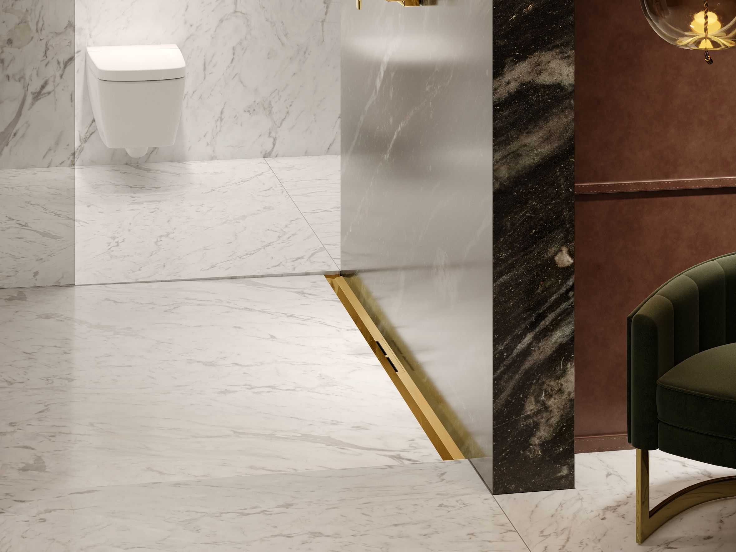 Stainless steel shower channel with PVD finish TECEdrainprofile PVD By TECE