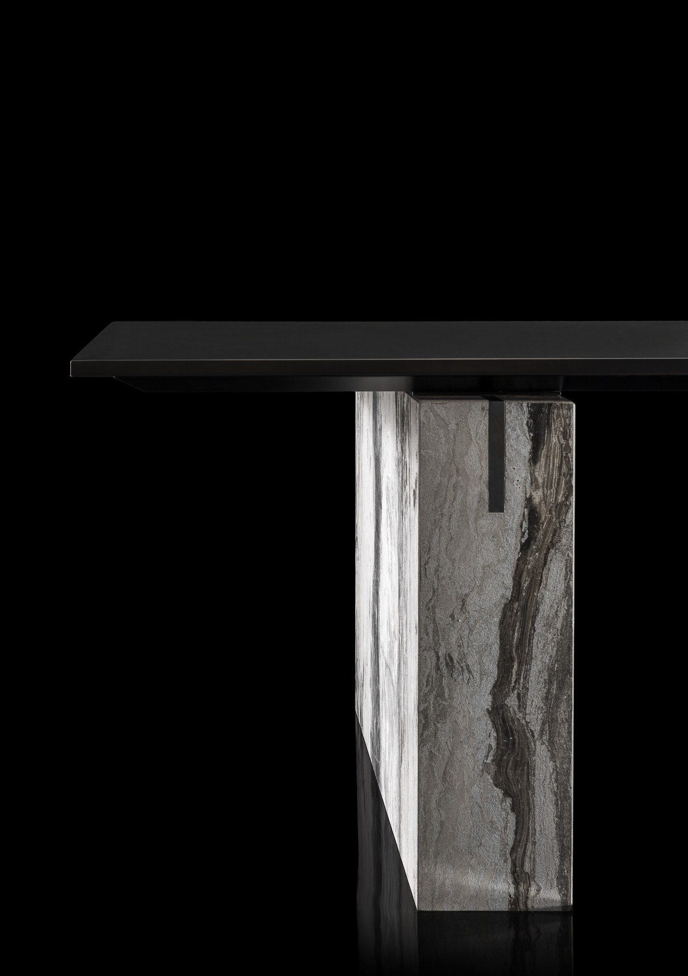 Rectangular steel and stone table TED By Henge design Havkin