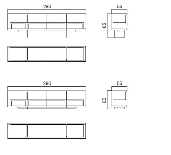 Glass sideboard with stone interiors TEKE By Henge design Massimo Castagna