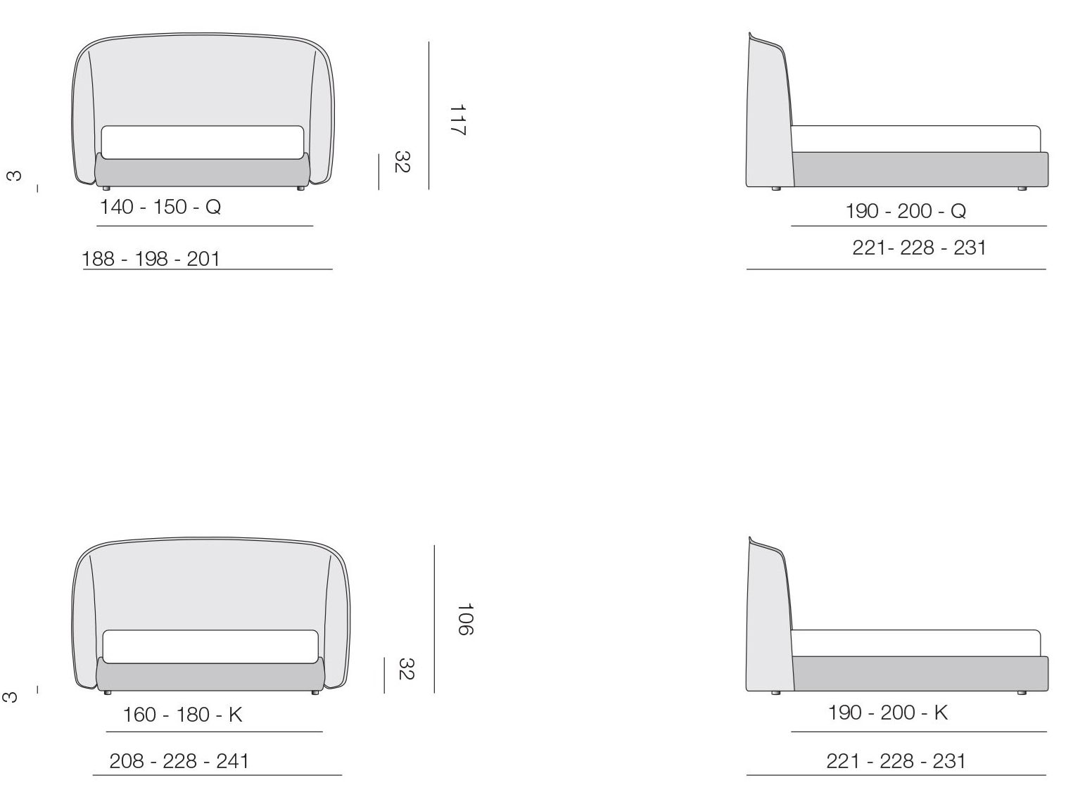 Upholstered fabric storage bed TENDER By TUMIDEI