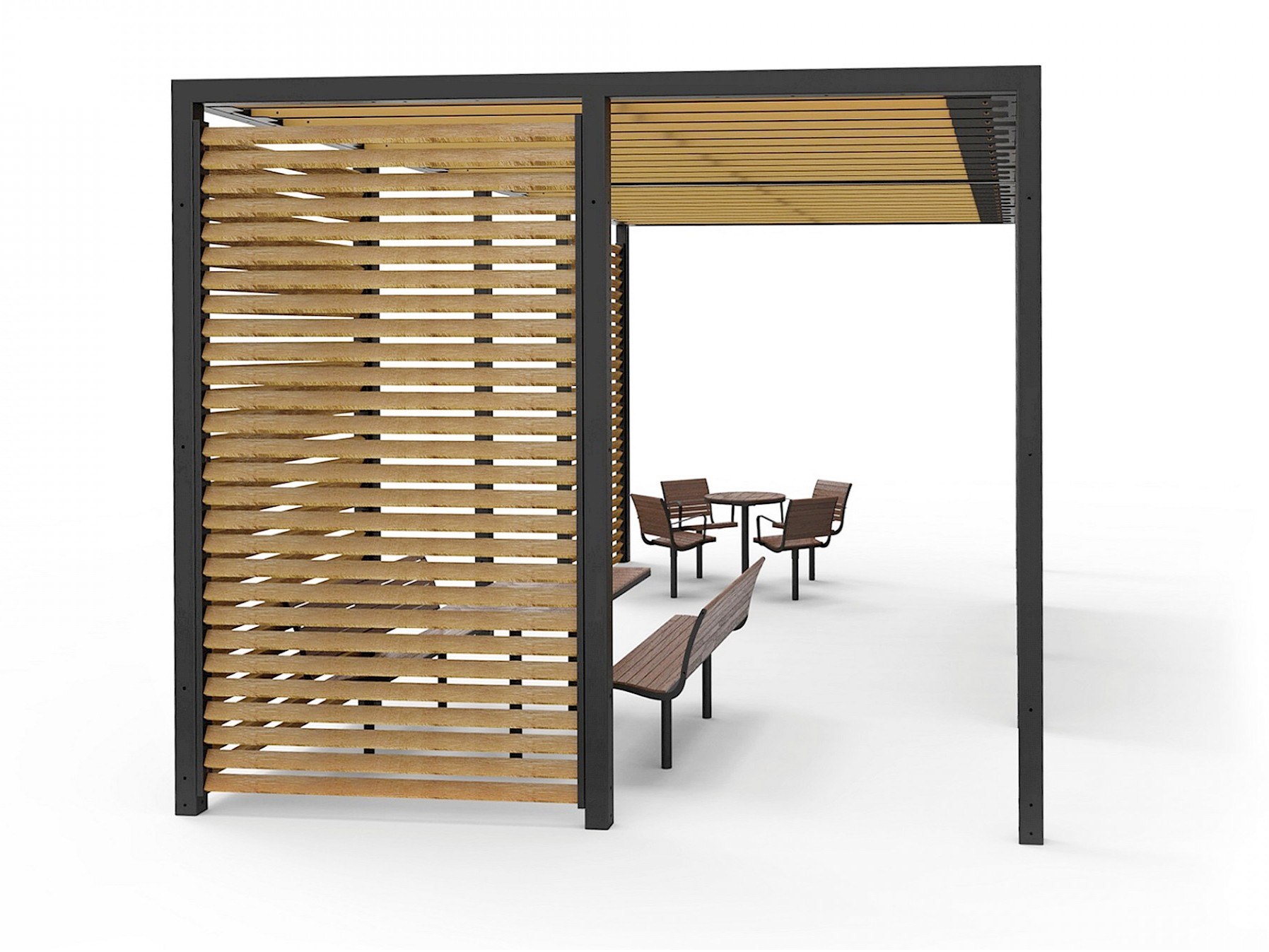 Marquesina multifunción en acero y madera TERRASS By Nola Industrier
