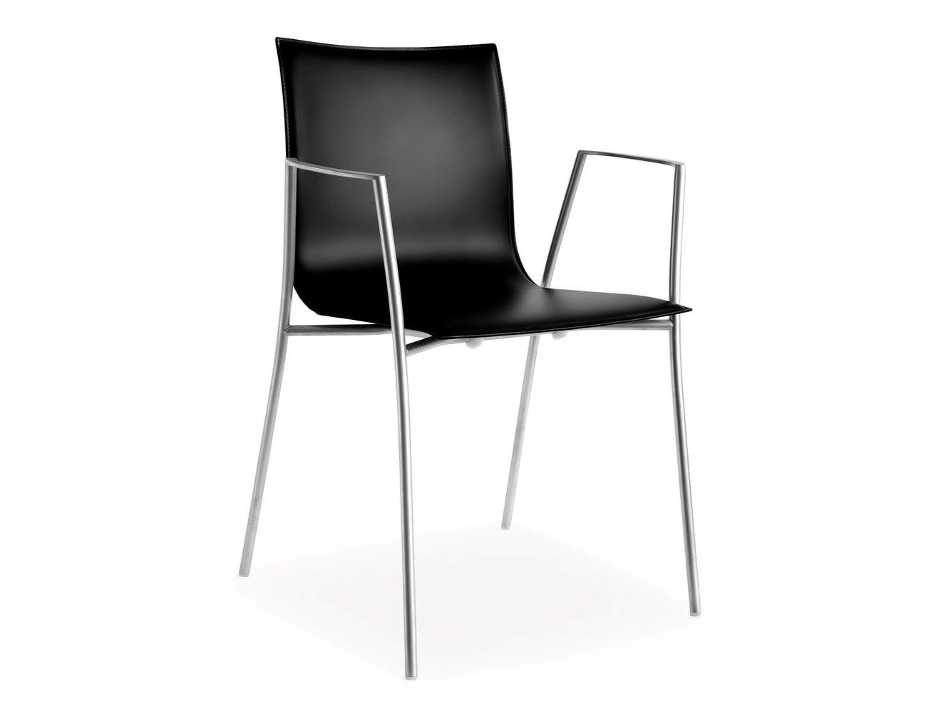 THIN Stackable steel and wood chair with armrests By Lapalma | design ...