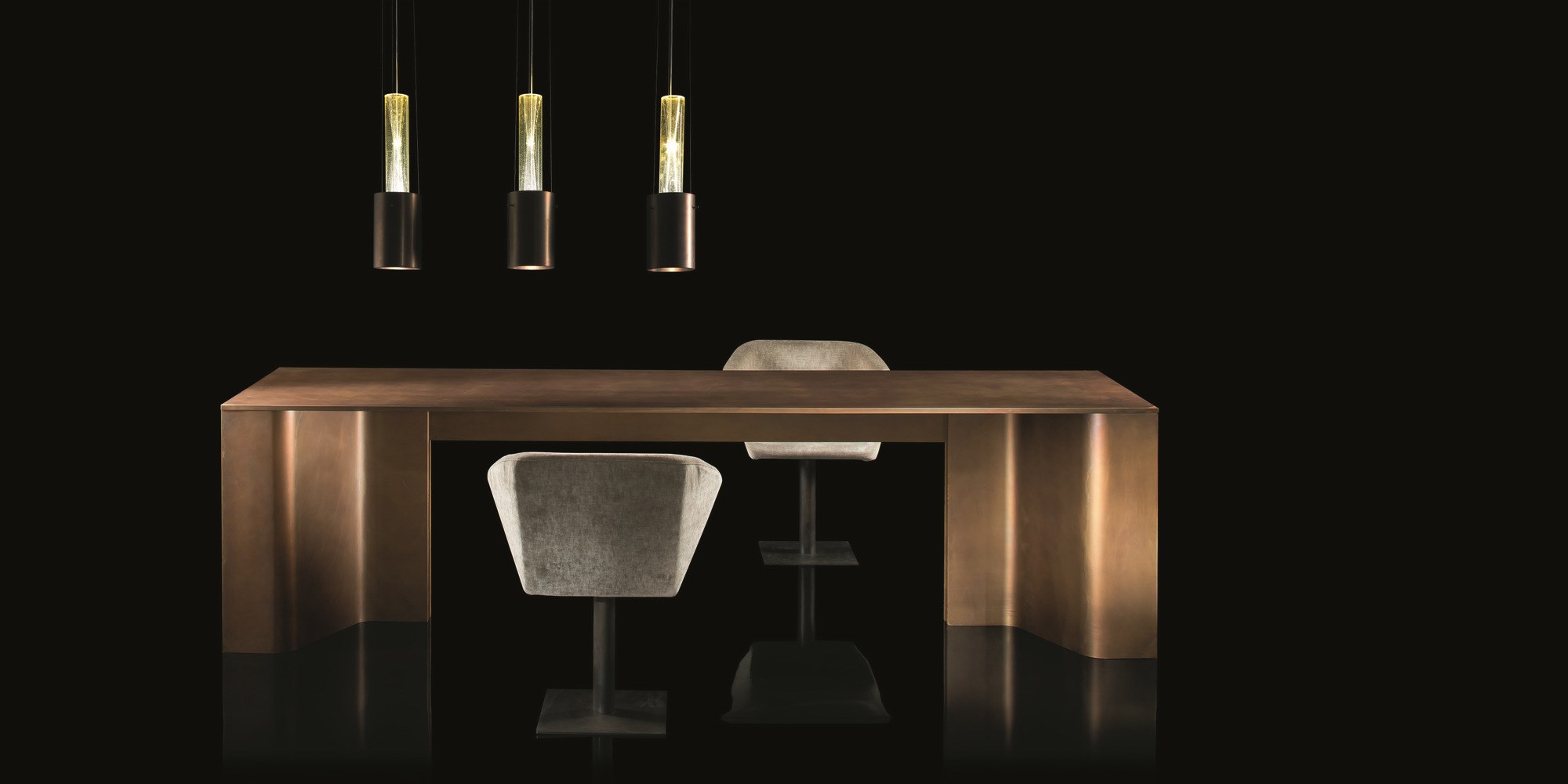 TIME Rectangular brass table By Henge | design Massimo Castagna