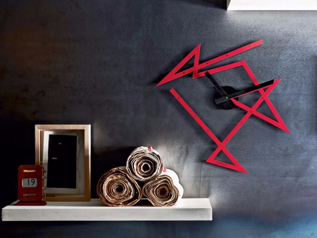Wall-mounted steel clock TIME MAZE By Alessi design Daniel Libeskind