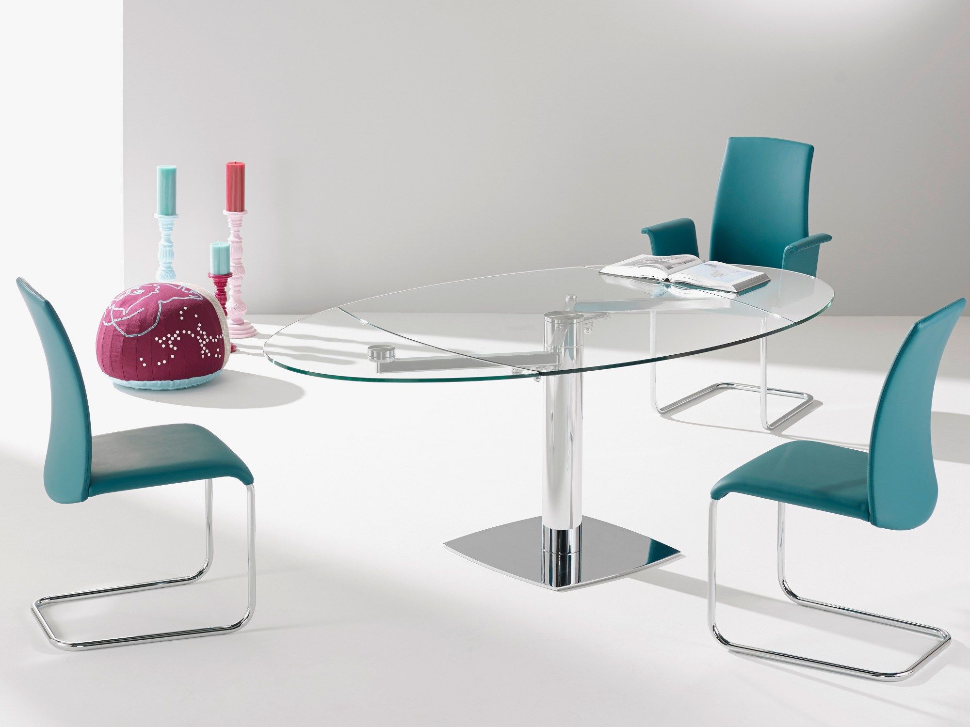 TITAN III | Tavolo in vetro Tavolo allungabile ovale da pranzo in vetro ...