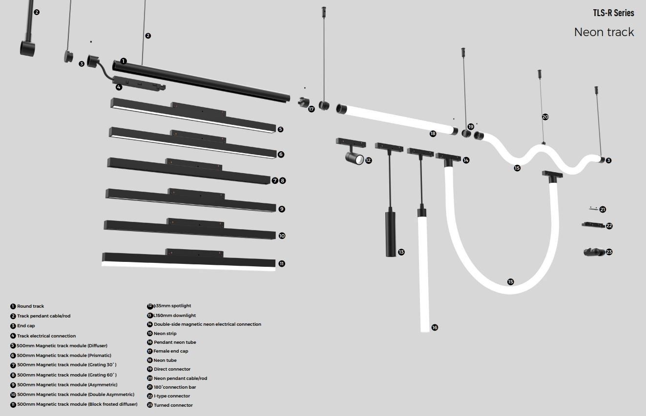 LED aluminium track-Light TLS-R NEON TRACK By Colorsled