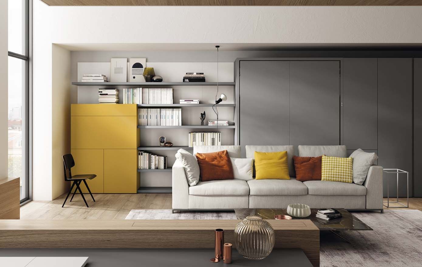 TONALE 281 POWER Sectional storage wall with fold-away bed By CLEI