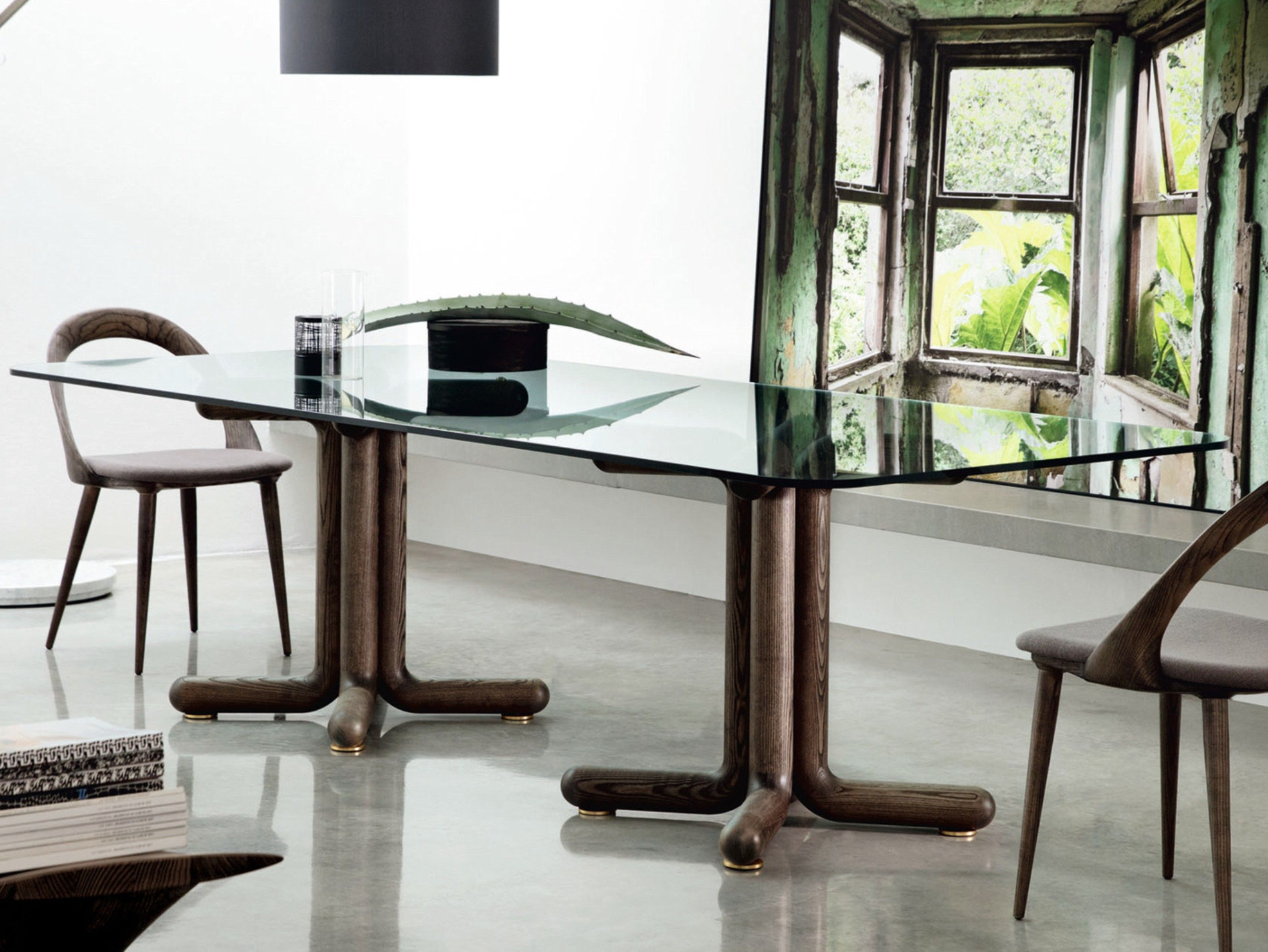 TONDO | Rectangular table Walnut dining table and crystal top By Porada ...