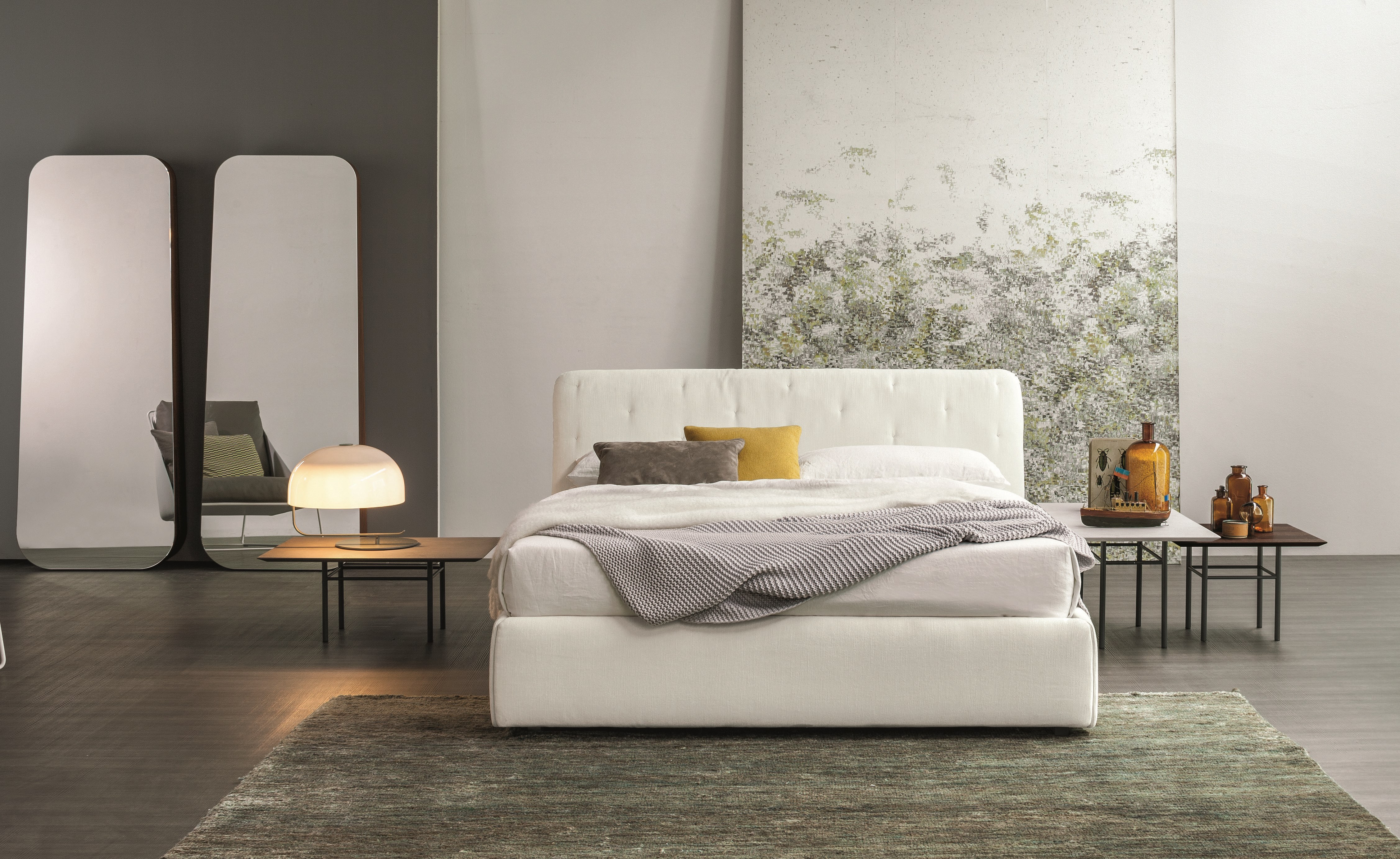 TONIGHT Fabric double bed with upholstered headboard By Bonaldo