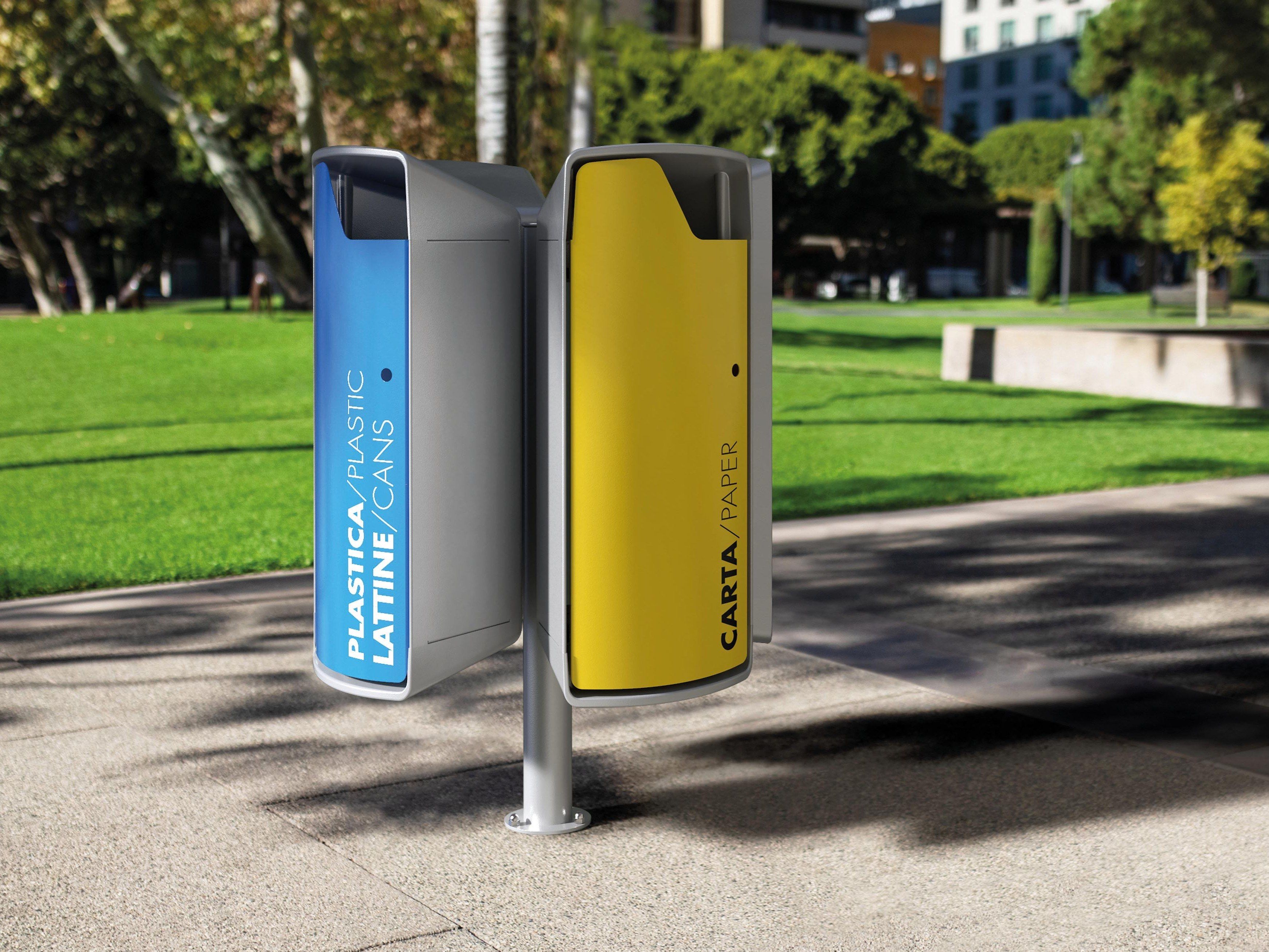 Aluminium litter bin for waste sorting TOP By Metalco design Mattia Li ...