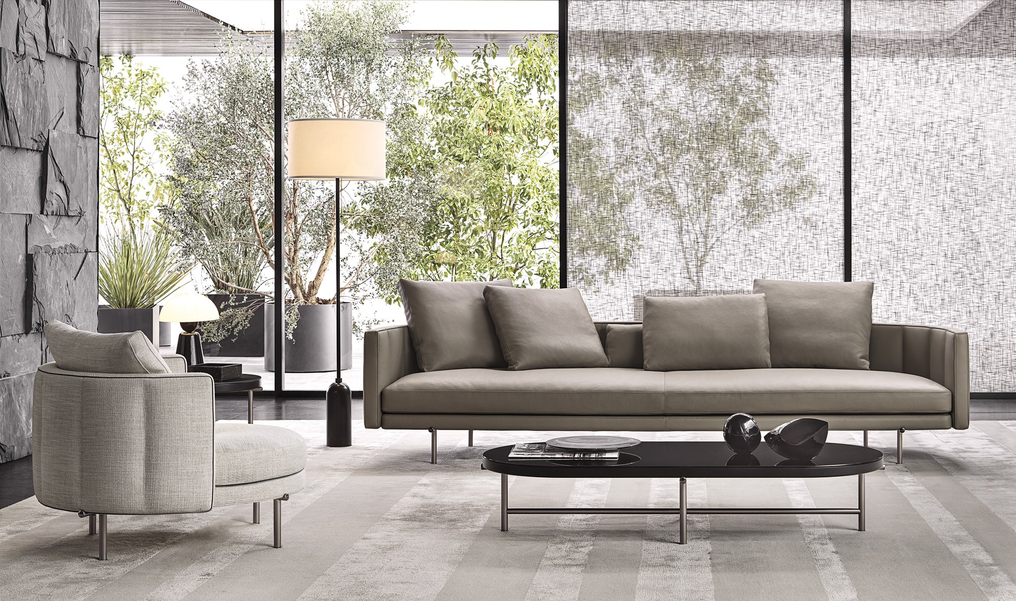 TORII Armchair with armrests By Minotti | design Nendo