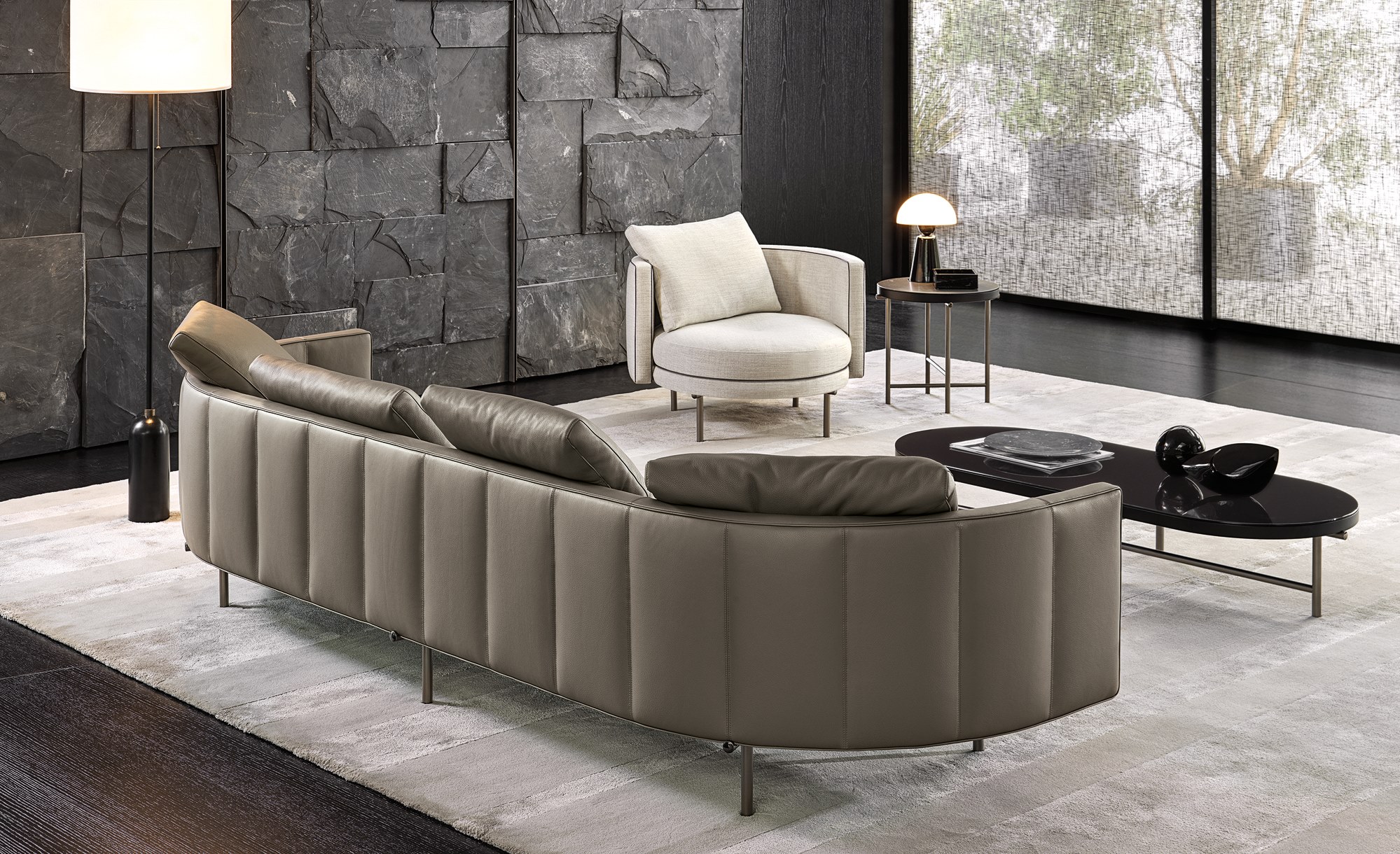 TORII Leather sofa By Minotti | design Nendo