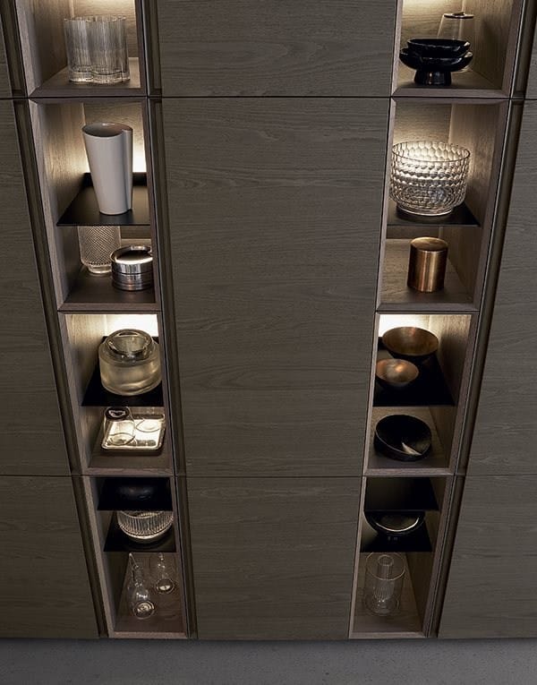 Wood and glass fitted kitchen TRAIL By Poliform design Carlo Colombo ...