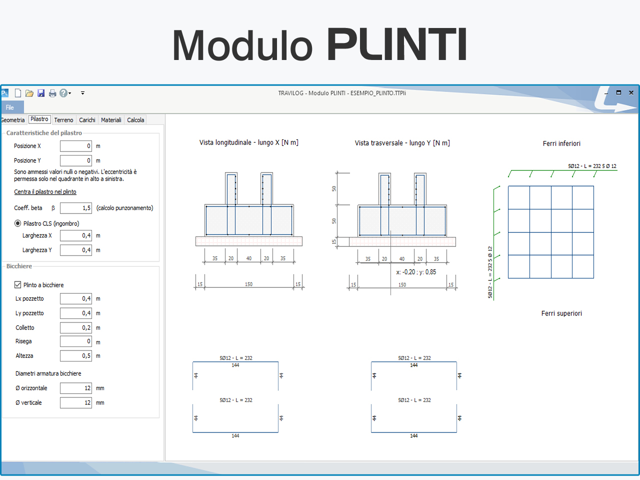 TRAVILOG ELEMENTS - Modulo PLINTI Foundation calculation (plinth, slab ...