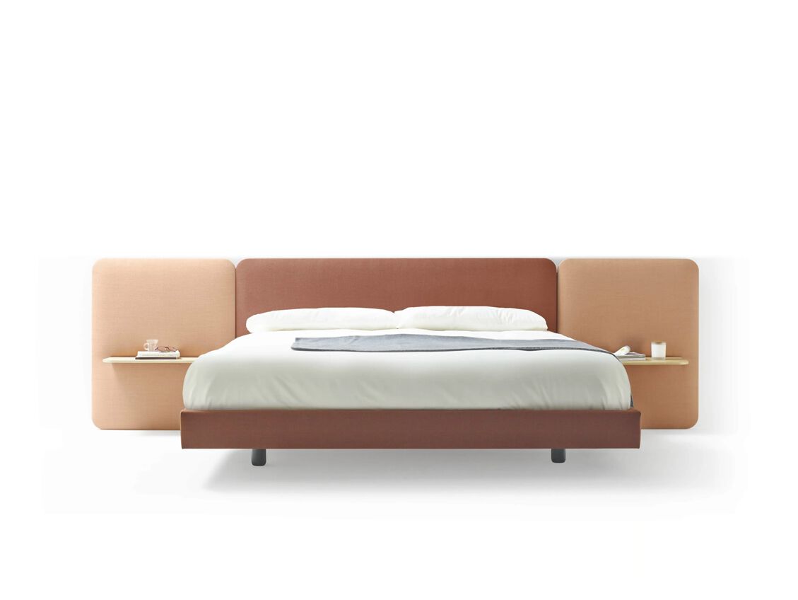 LOTA Fabric double bed with upholstered headboard By TREKU | design ...