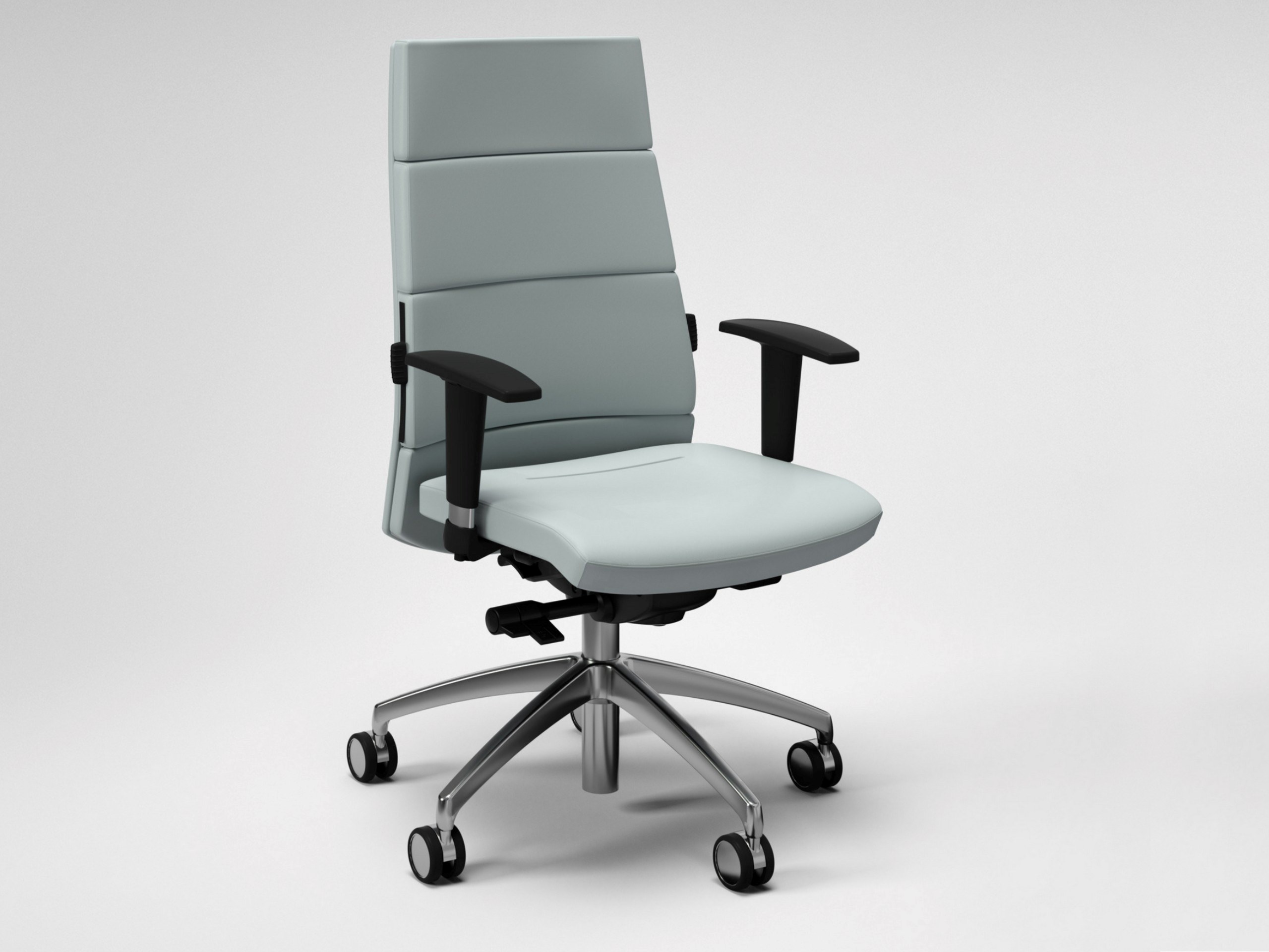 TRENDY FIRST CLASS Leather office chair with armrests with 5-Spoke base ...