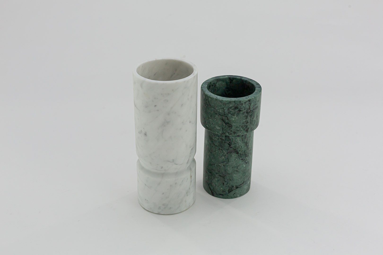 Vase in Carrara marble and green Guatemala marble TUBE TALL Tube ...