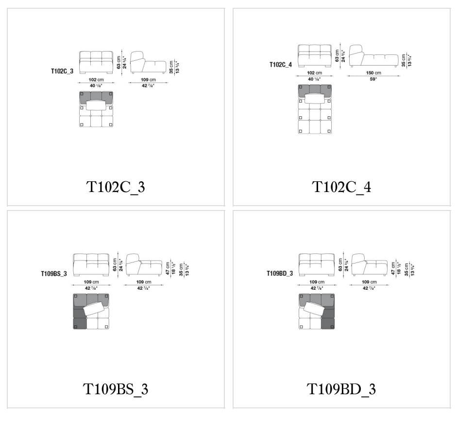 TUFTY TIME | Sofa with chaise longue By B&B Italia design Patricia Urquiola