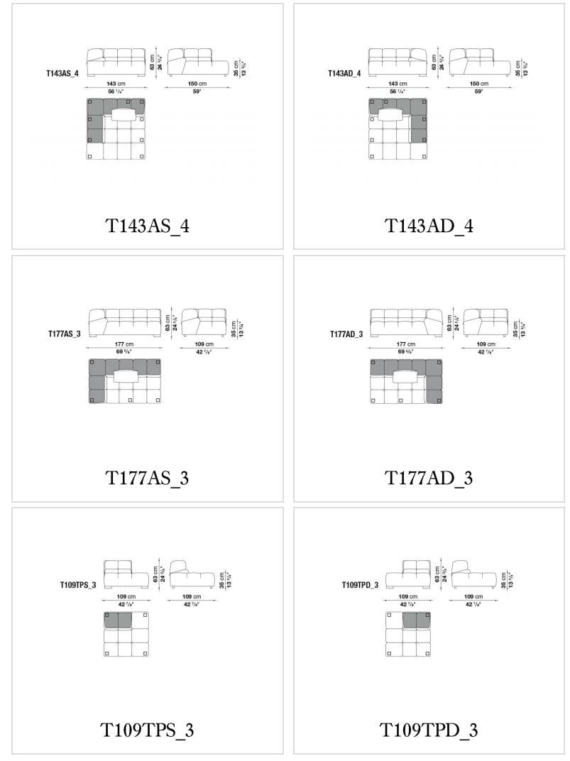 TUFTY TIME | Sofa with chaise longue By B&B Italia design Patricia Urquiola