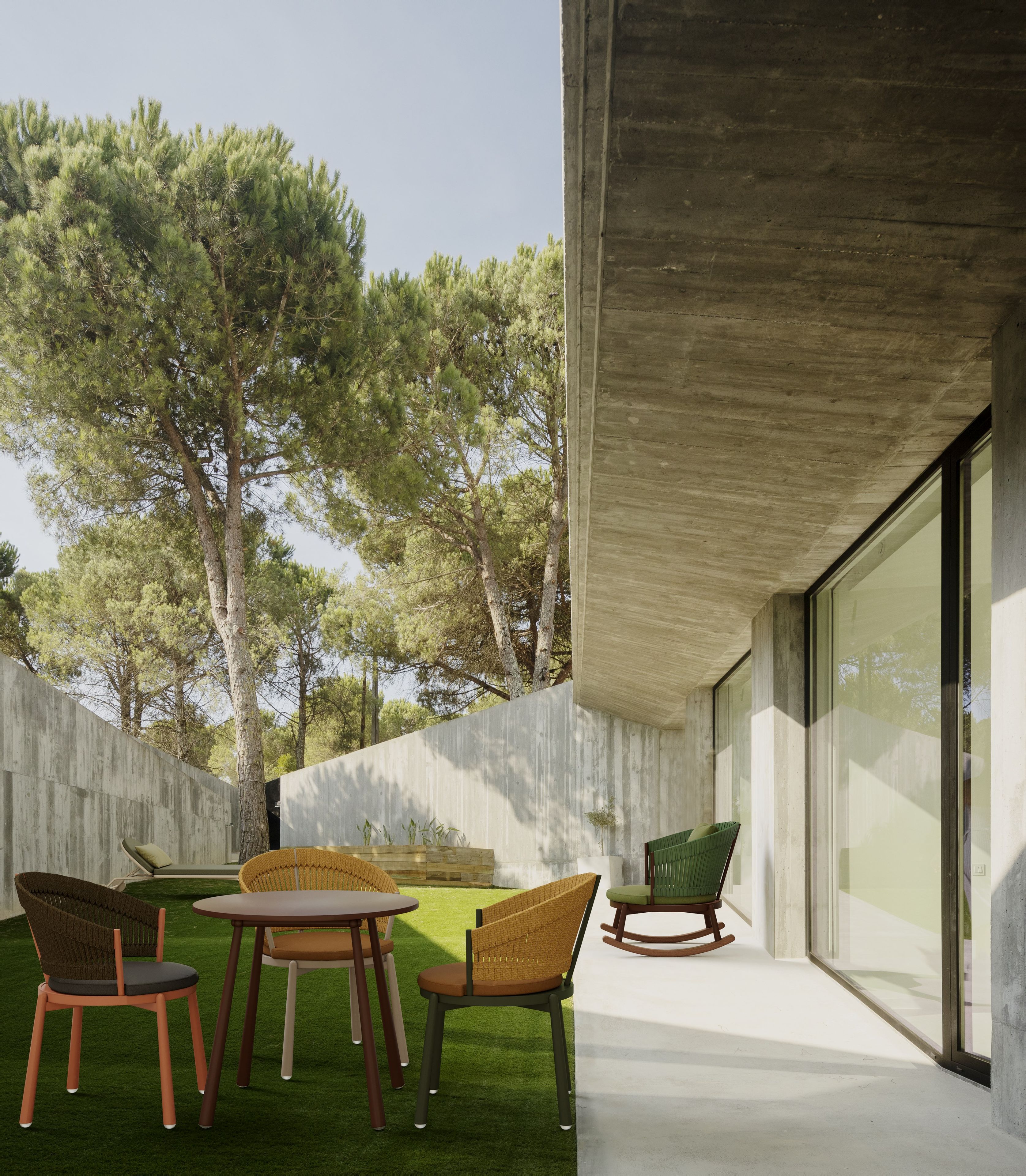 TURTLE Rocking rope and aluminium garden armchair By YAAZ