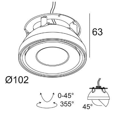 TWEETER M TRIMLESS Recessed LED adjustable spotlight By Delta Light