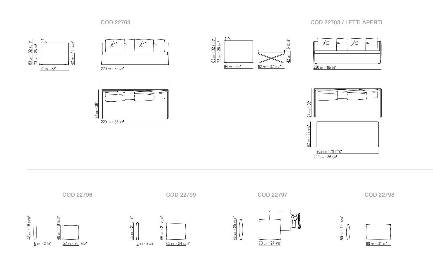 Fabric sofa bed with removable cover TWINS By Flexform design Giulio Manzoni