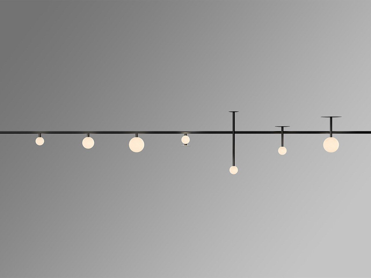 TYPOGRAPHY VELA GANTRY LED modular metal ceiling lamp By Rakumba