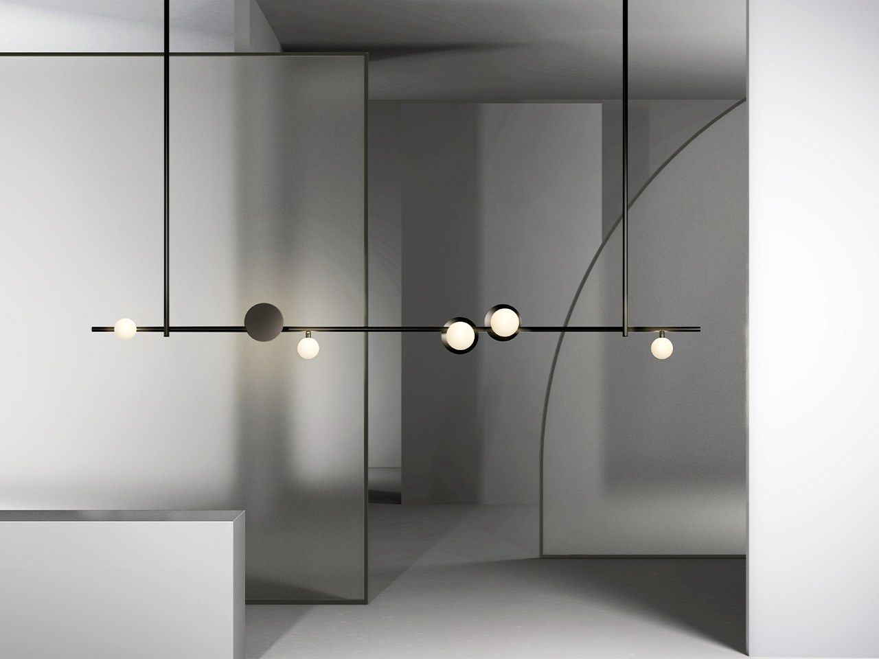 TYPOGRAPHY VELA GANTRY LED modular metal ceiling lamp By Rakumba