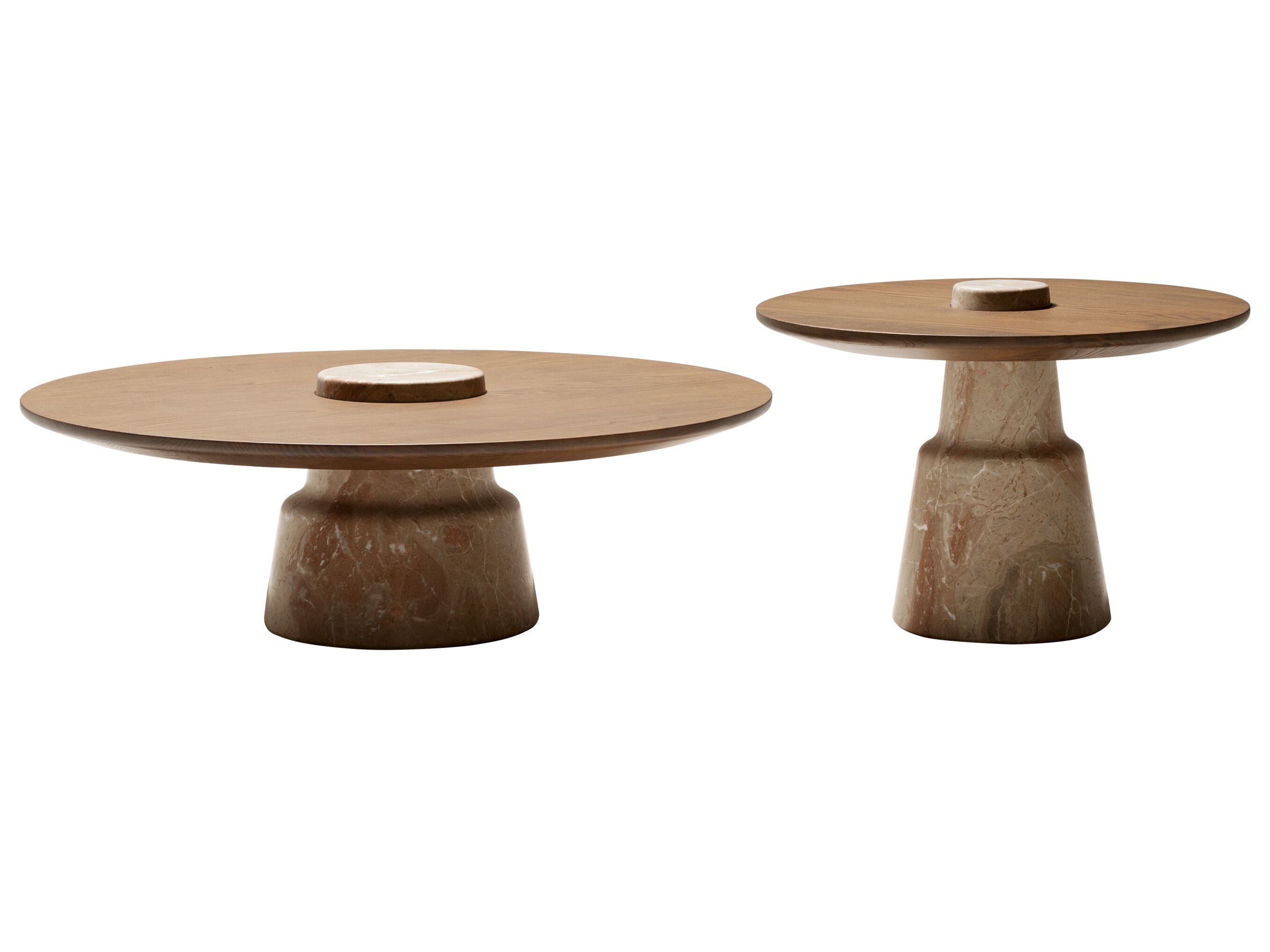 MILL Round ash and Fior di Pesco Carnico marble coffee table By ...