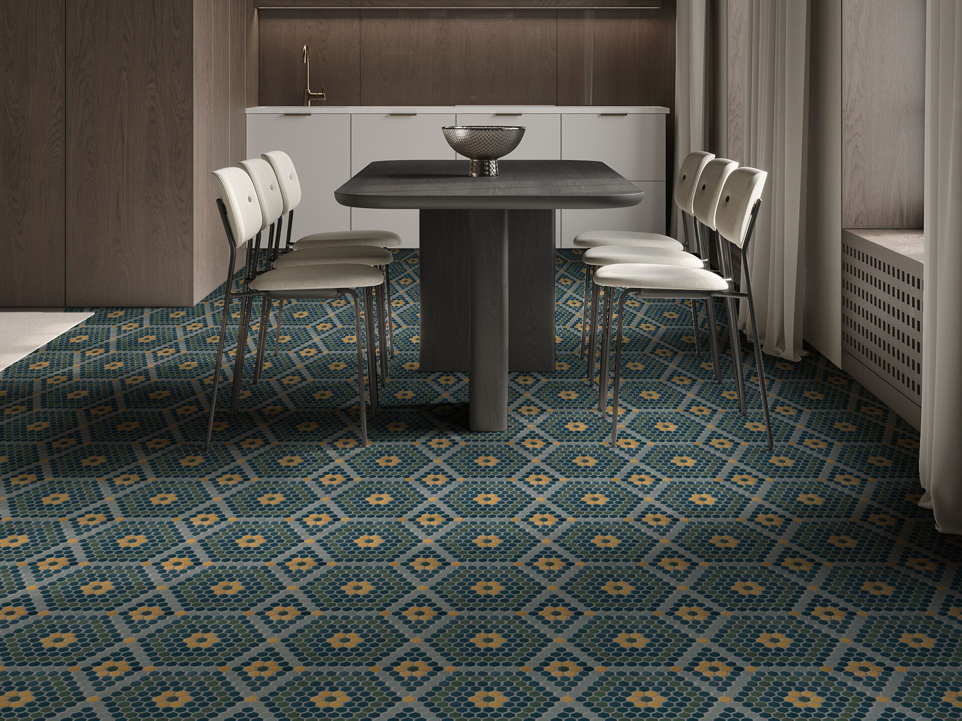 HEXAGONS Glazed porcelain stoneware mosaic By The Mosaic Factory
