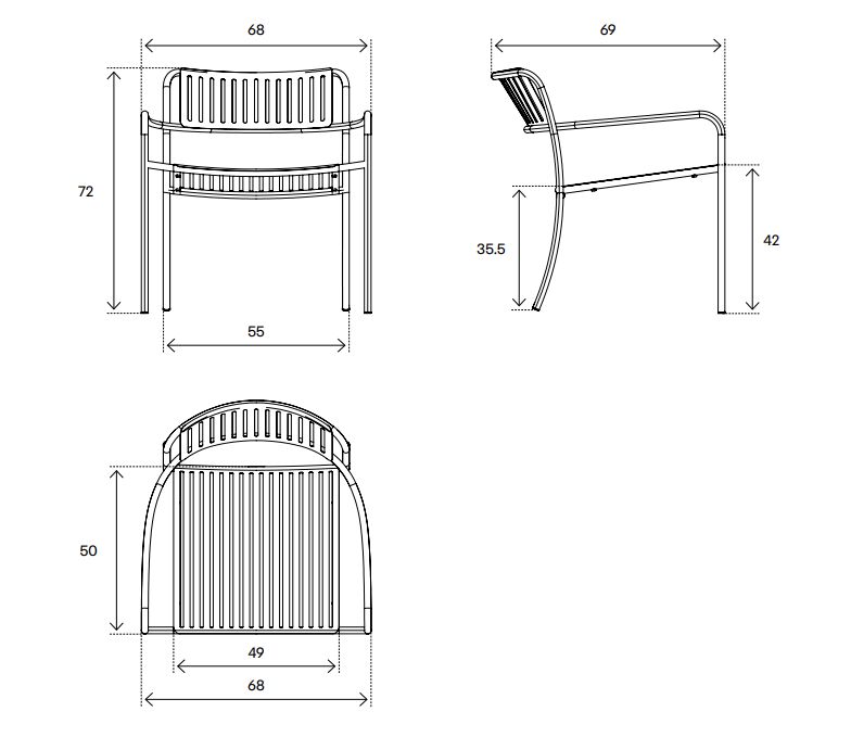 PATIO LOUNGE SLATTED ARMCHAIR Stainless steel garden chair with ...