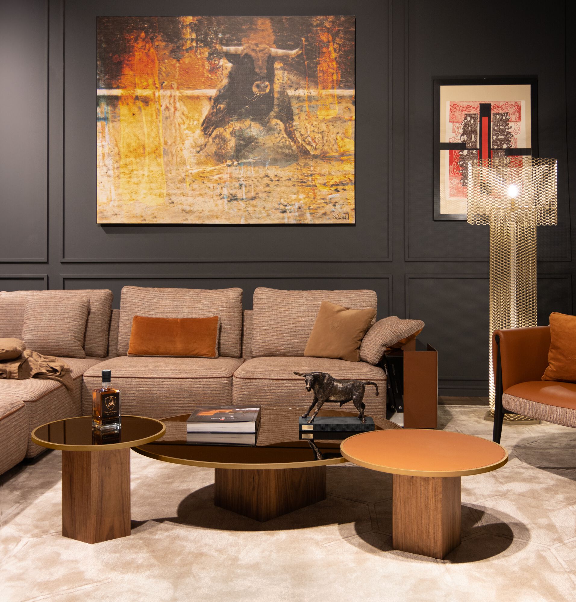 TL-2510 - TAVOLINI Round mirrored glass and leather coffee table By ...