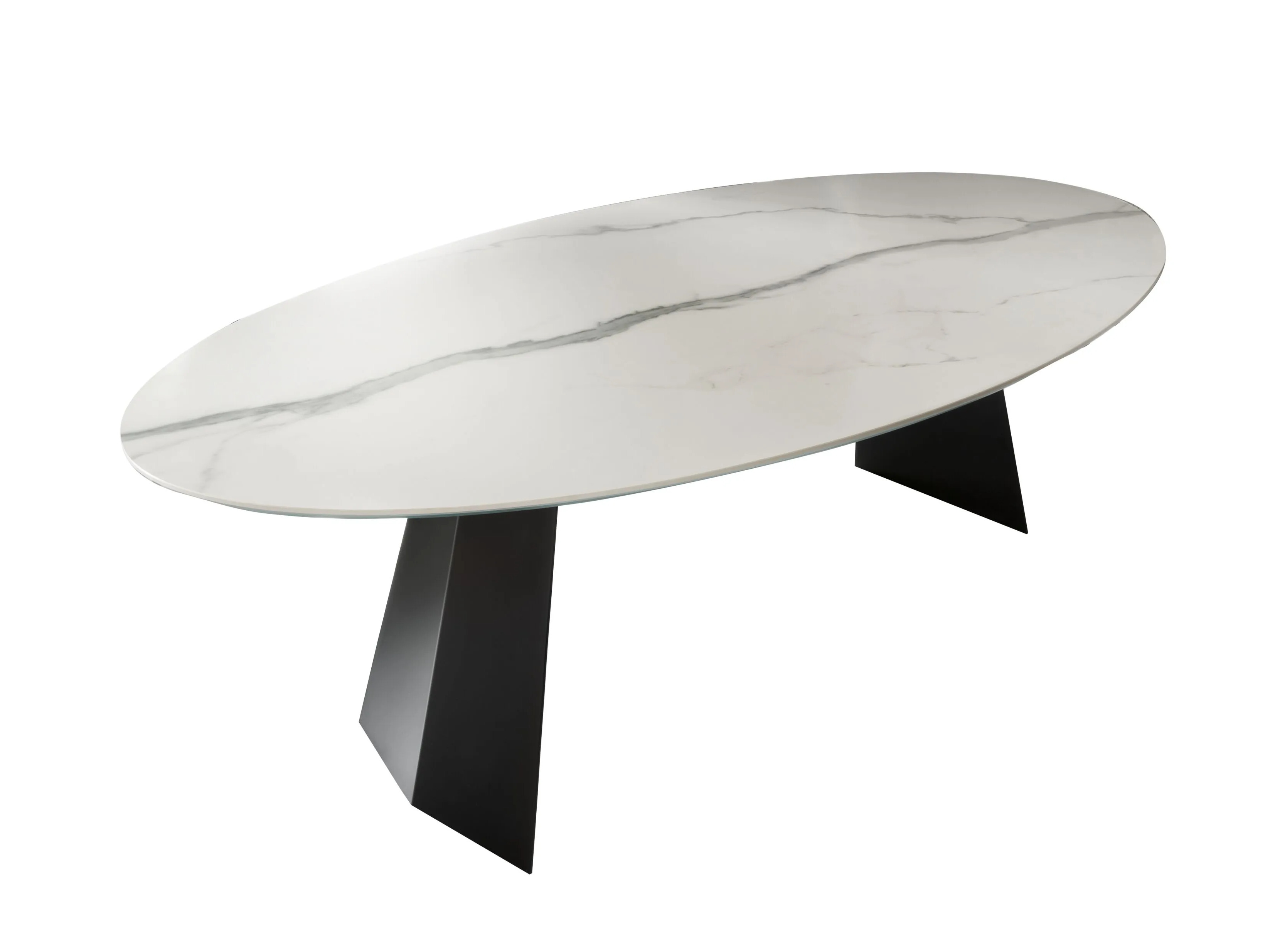 STEEL TABLE Oval glass ceramic table By Tonon