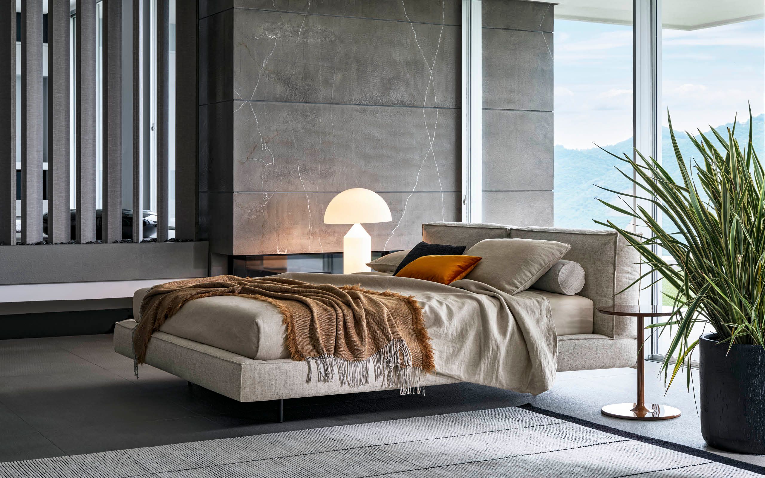 ACADEMY PIUMA Double bed with upholstered headboard By Twils