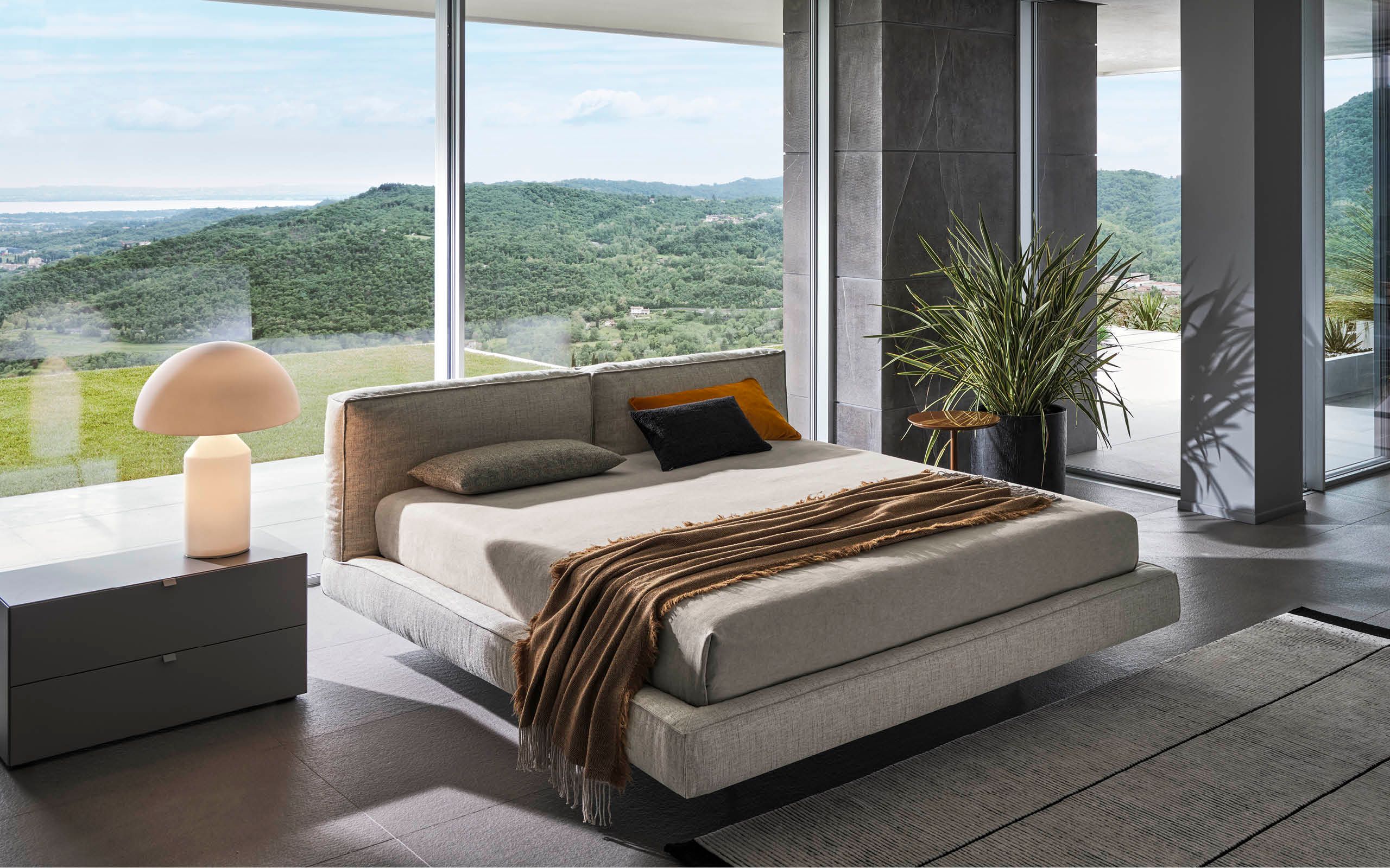 ACADEMY PIUMA Double bed with upholstered headboard By Twils