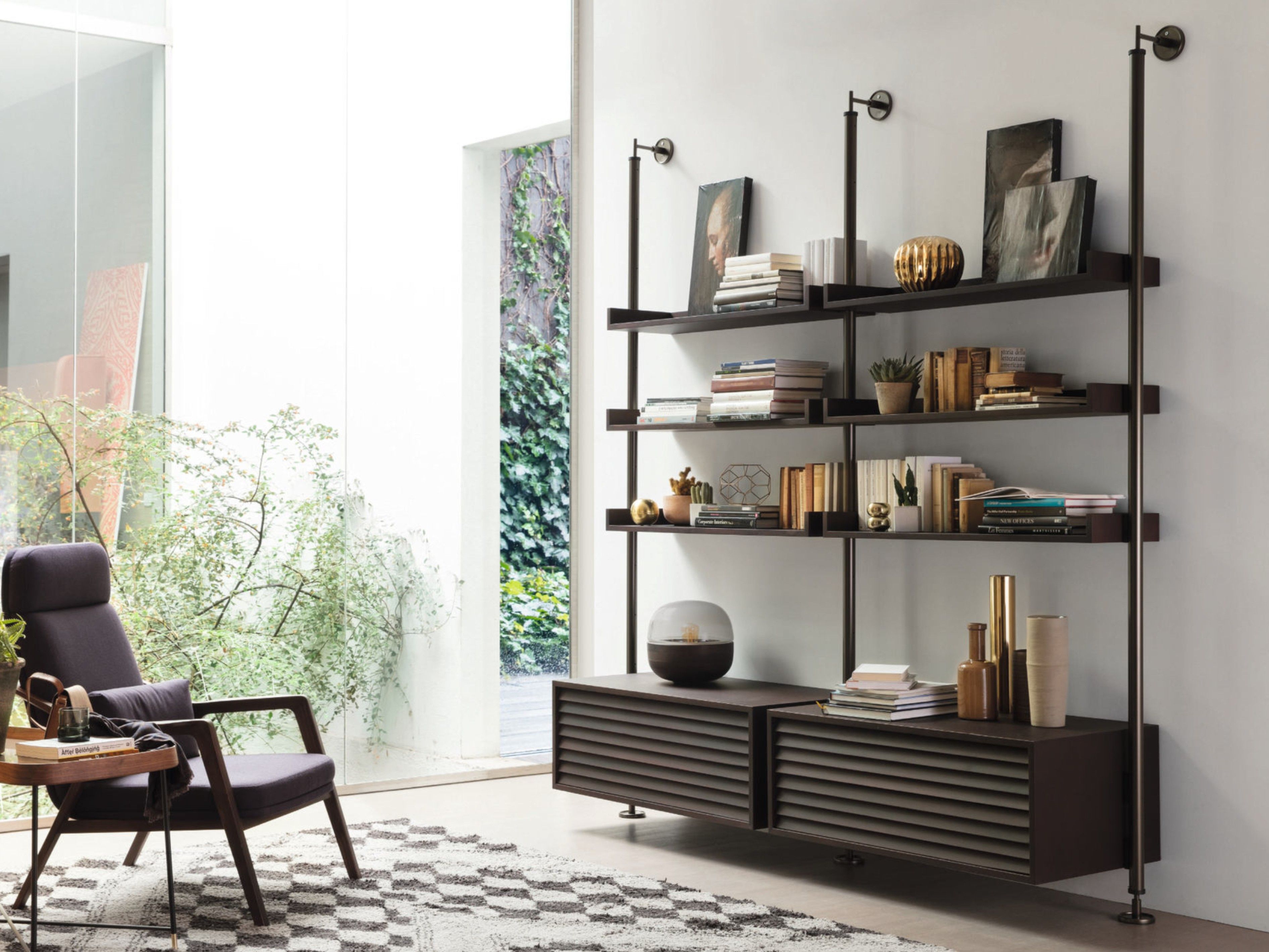 UBIQUA Wall-mounted sectional bookcase By Porada | design Tarcisio Colzani