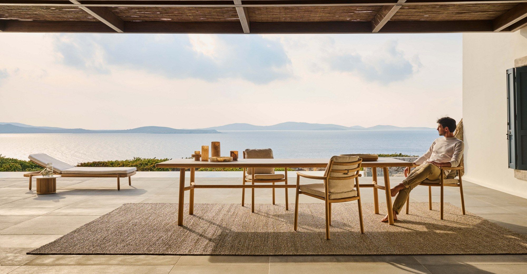 UKIYO Recliner teak sun lounger By TRIBÙ | design Monica Armani