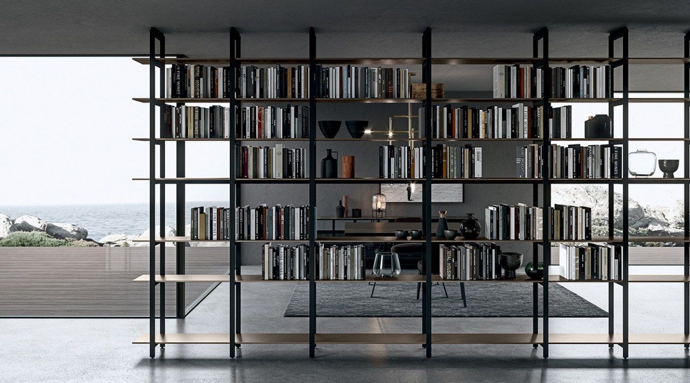 UNLIMITED Libreria a giorno con fissaggio pavimento-soffitto By MODULNOVA | design Carlo ...