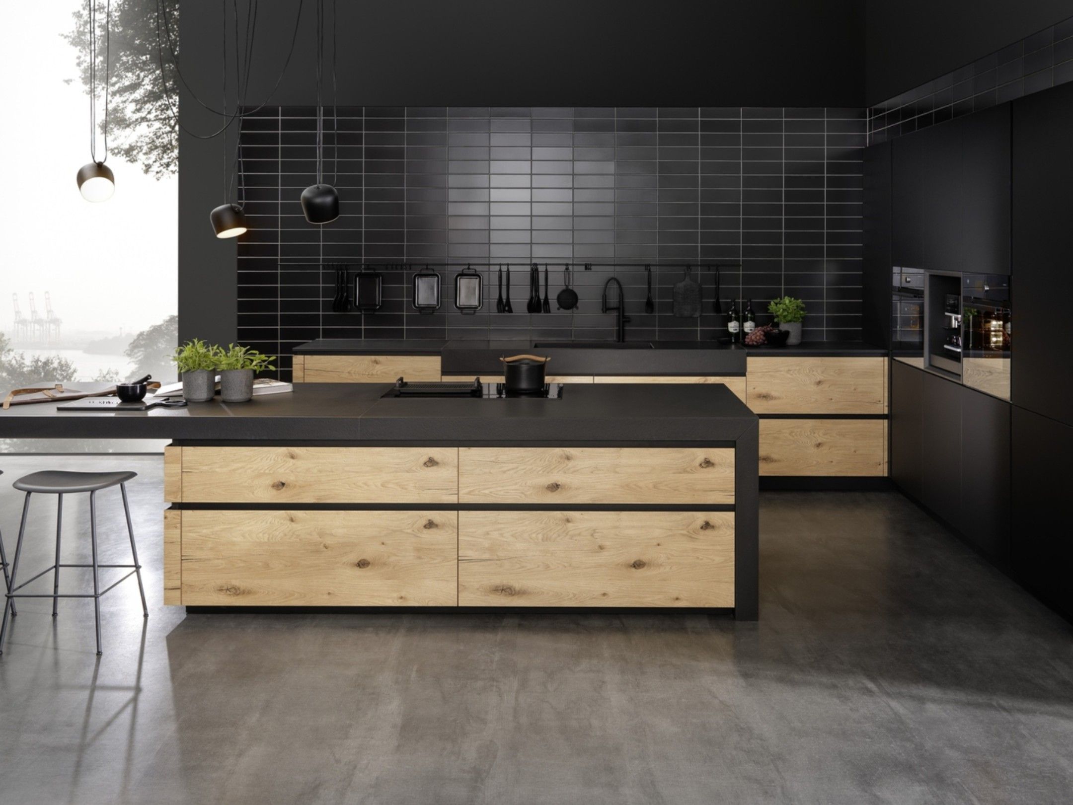 Cucina componibile in alluminio e legno senza maniglie UNO By rational