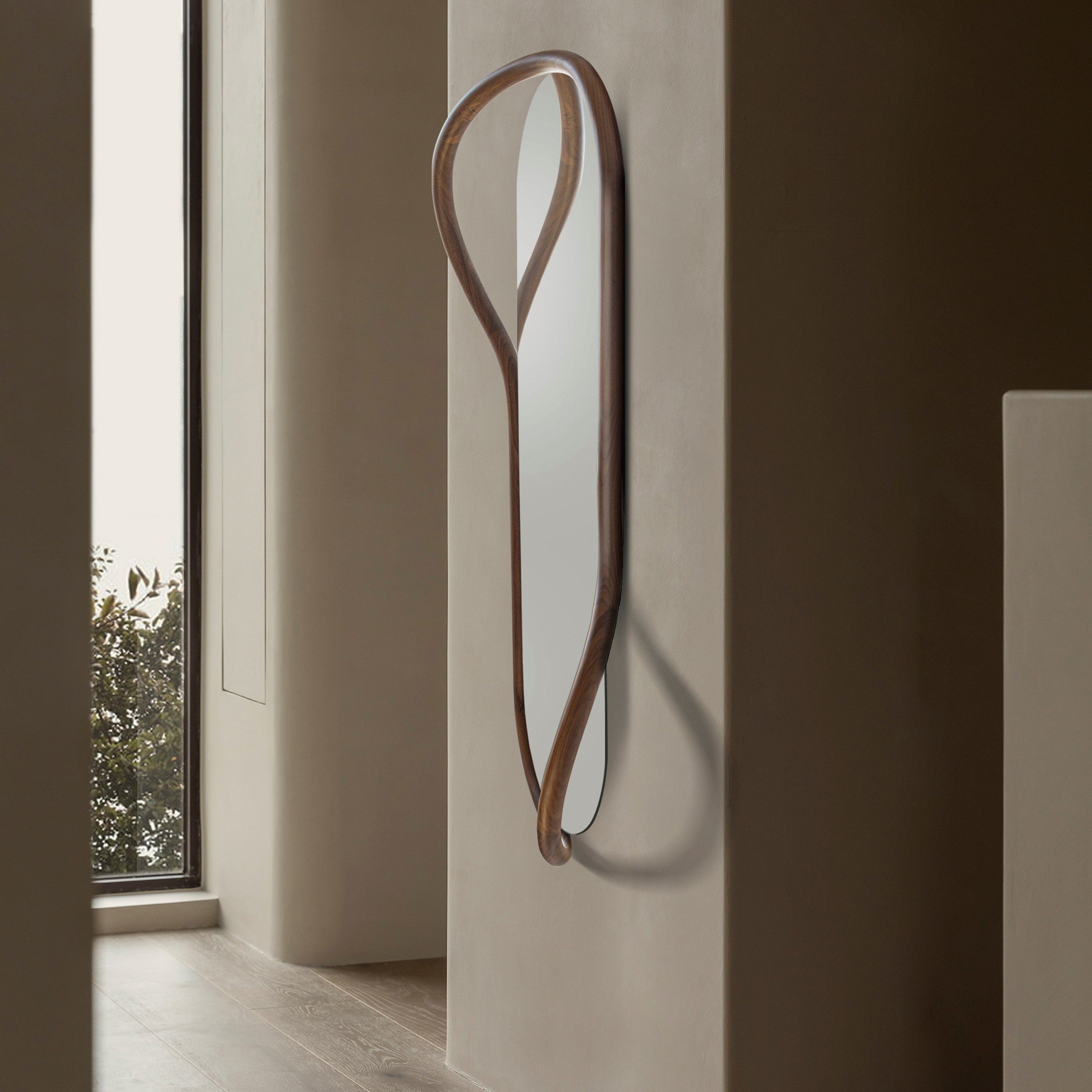 UNUT Oval framed walnut mirror By nomon | design Goula / Figuera Studio