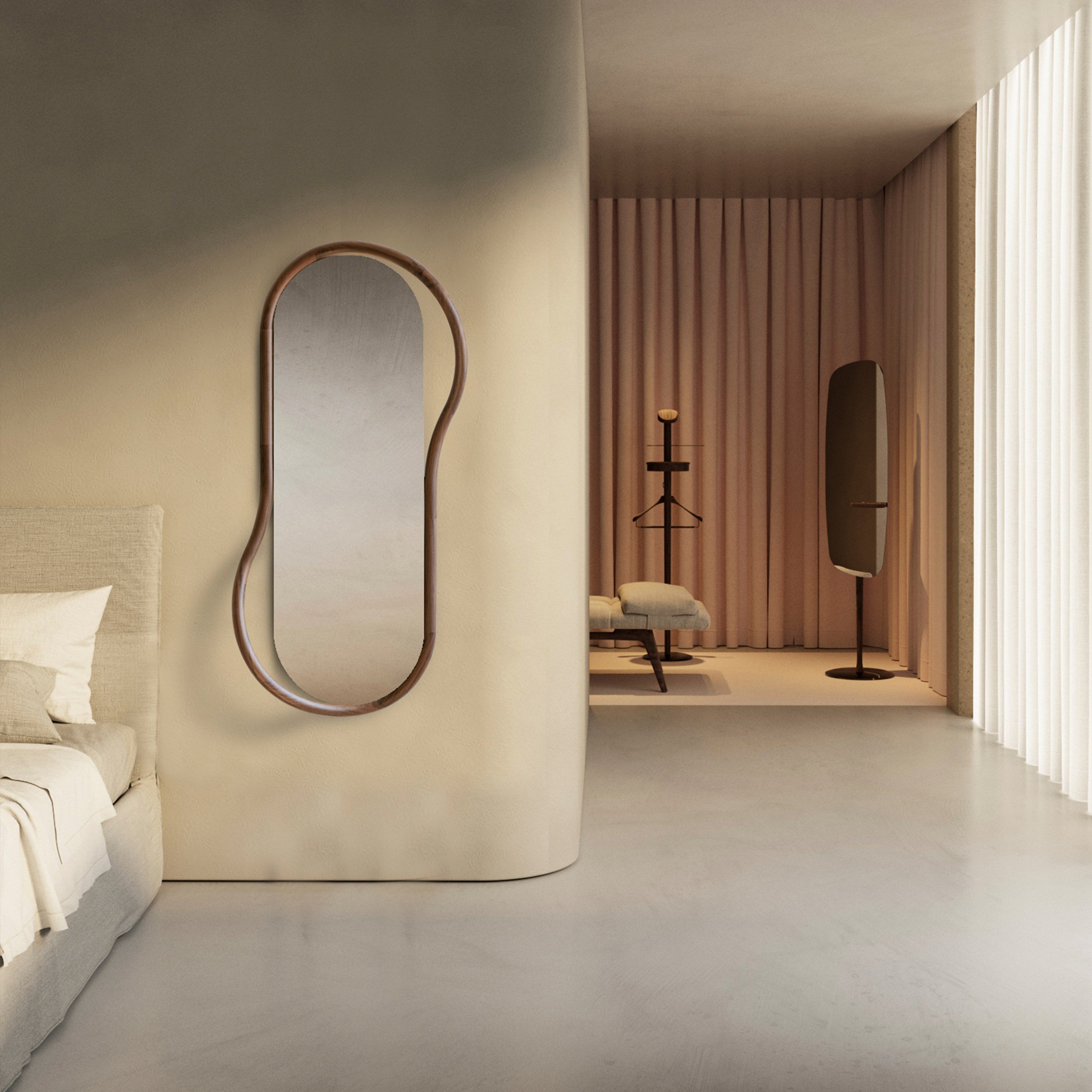 UNUT Oval framed walnut mirror By nomon | design Goula / Figuera Studio