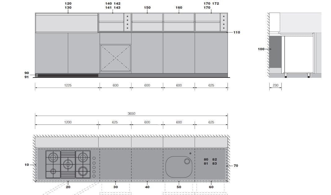 UPPER | Wood and glass Kitchen backsplash By Boffi design Piero Lissoni
