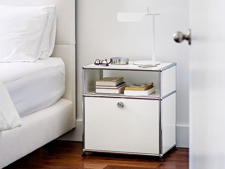 USM HALLER Rectangular steel bedside table By USM | design Fritz Haller