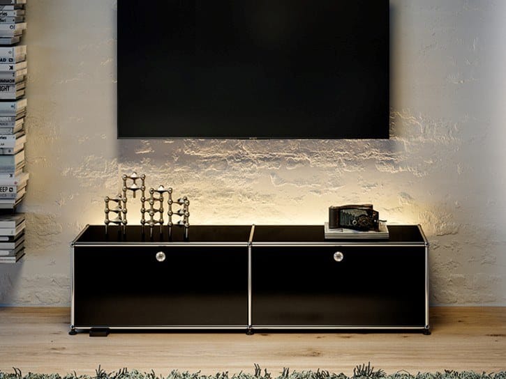USM HALLER Modular steel TV cabinet with flap doors By USM | design ...