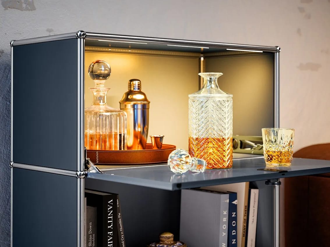 USM HALLER Steel bar cabinet with integrated lighting By USM | design ...