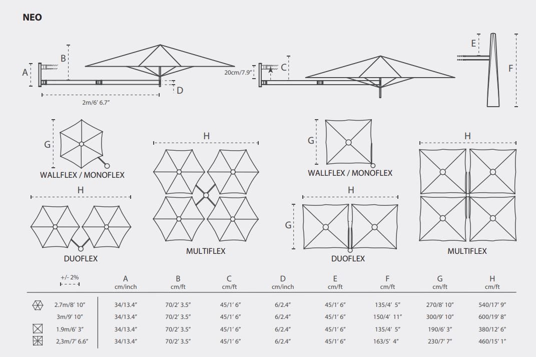 PARAFLEX Adjustable square wall-mounted Anodized aluminium Garden ...