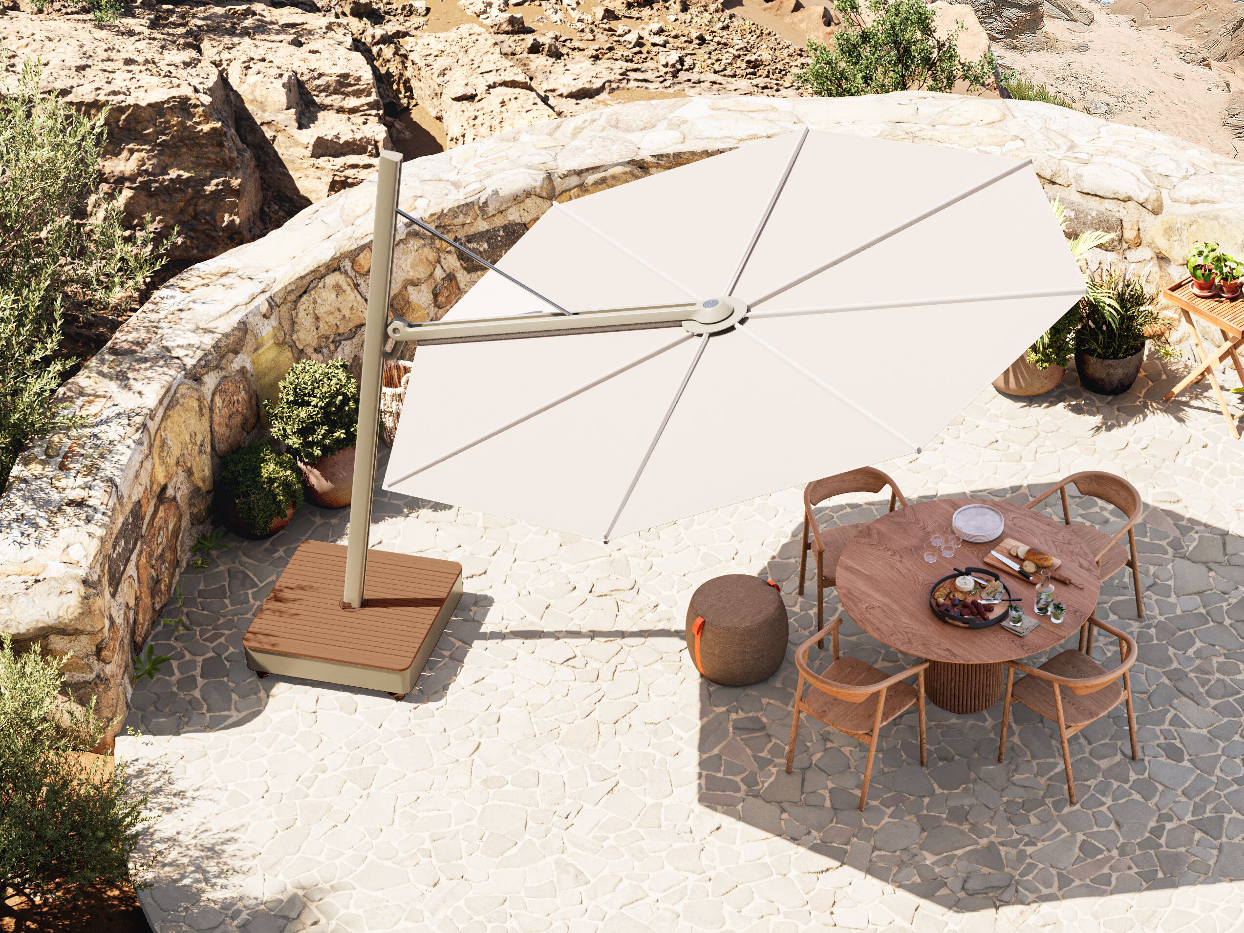 VERSA UX LATTE Square adjustable offset Sunbrella® Garden umbrella By ...