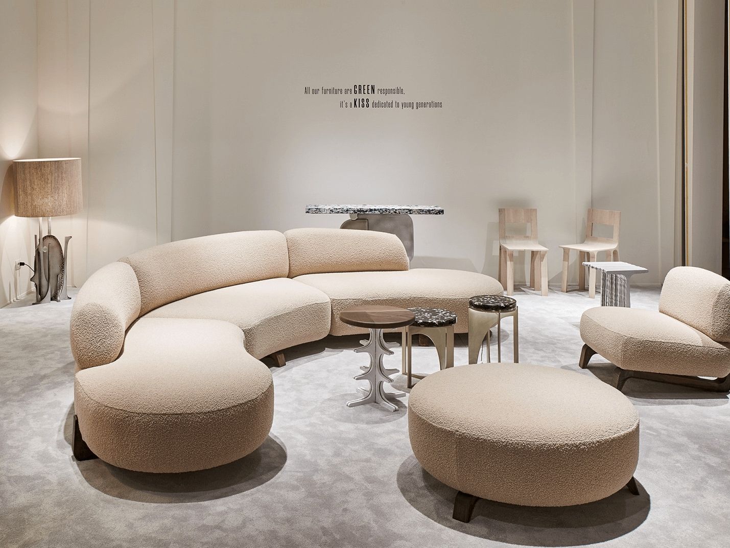 GREENKISS Round wool pouf By Paolo Castelli | design Hubert de Malherbe ...